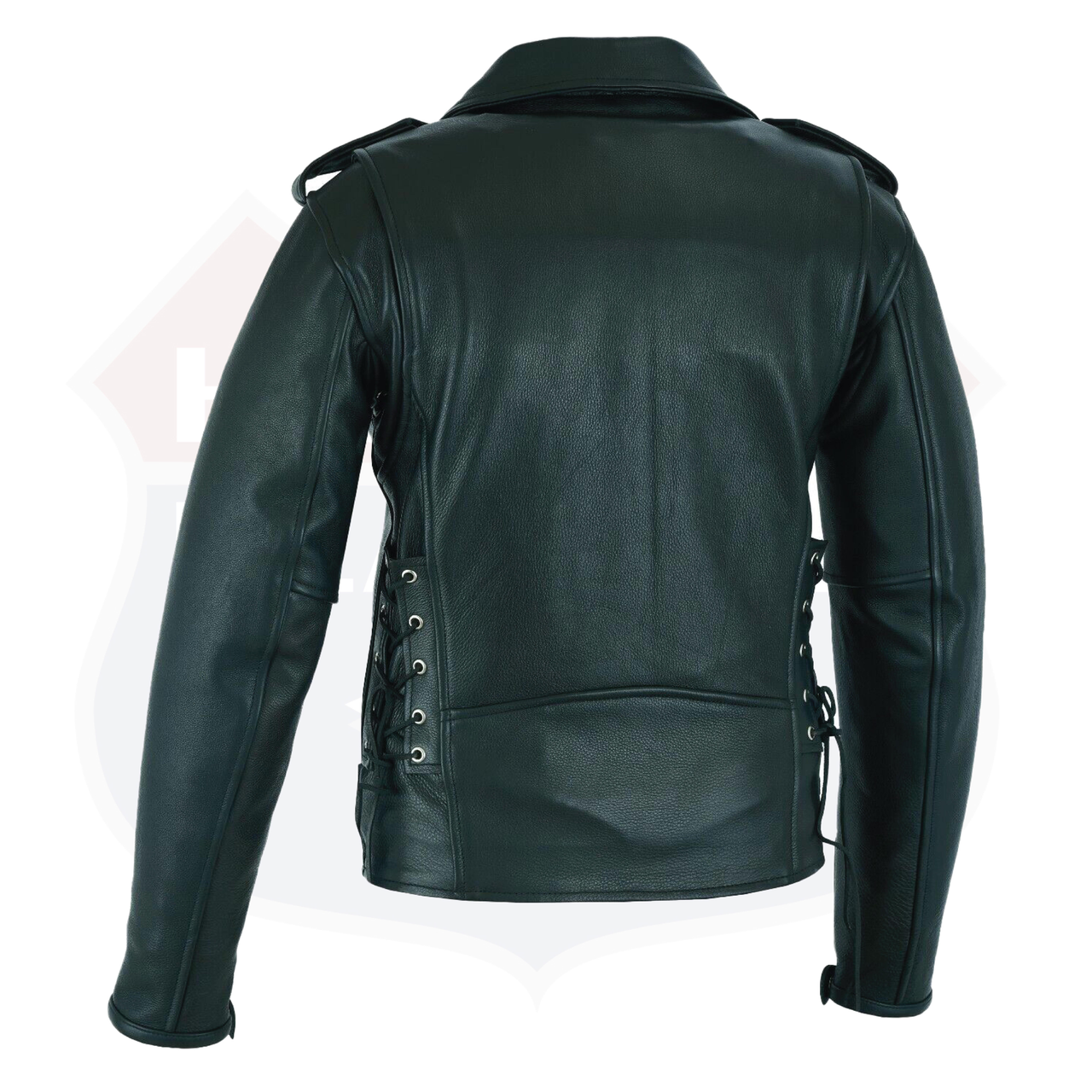 Black Leather Old School Police Style Motorcycle Leather Jacket ...