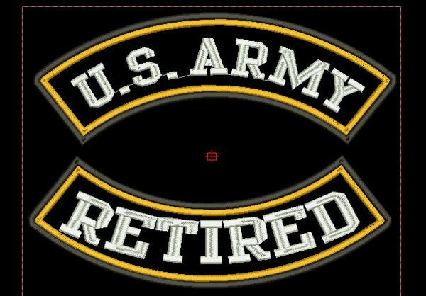 US ARMY RETIRED ROCKER WHITE AND GOLDEN 12X2.5 12X2.5 | HighwayLeather