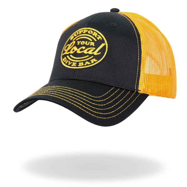 GSH1048 Hot Leathers Black And Yellow Trucker Hat Local Dive Bar ...