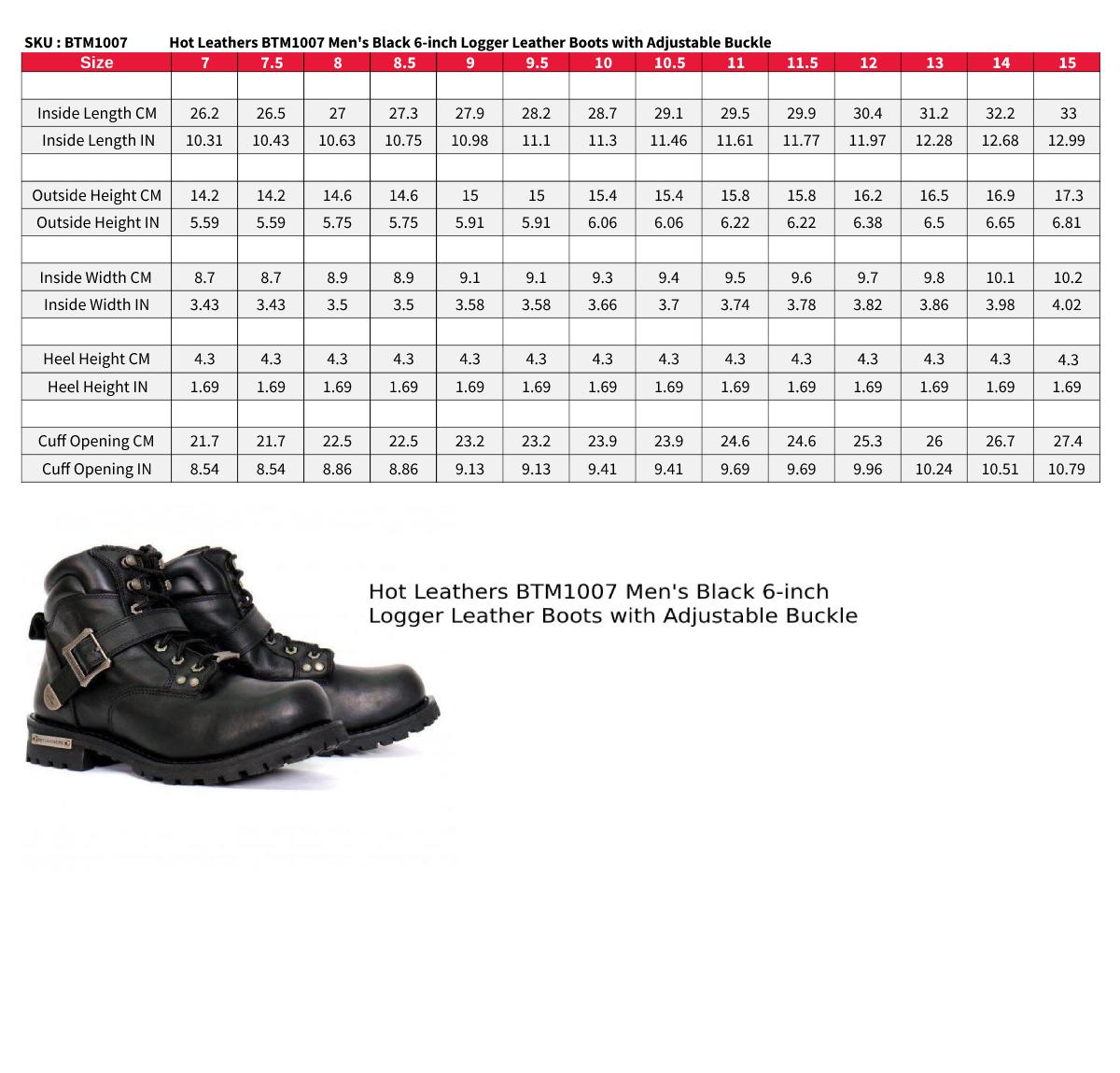 Hot Leathers BTM1007 Men's Black 6-inch Logger Leather Boots with ...