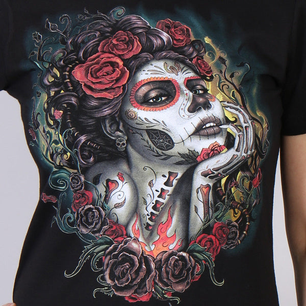 Hot Leathers GLR1412 'Sugar Woman' Ladies Black T-Shirt | HighwayLeather