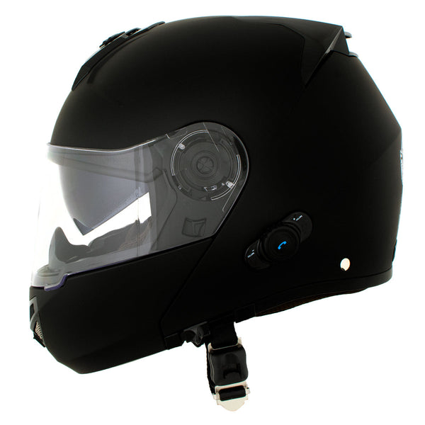 Milwaukee Helmets H7005 Flat Black 'Mayday' Modular Motorcycle Helmet w ...
