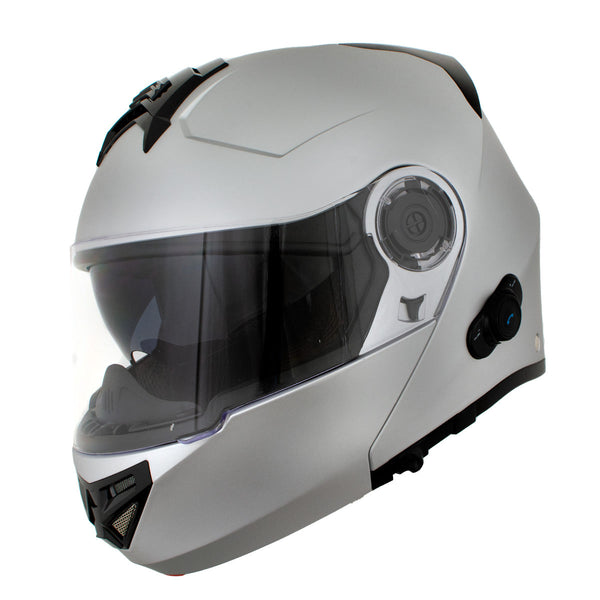 H7010 Flat Gray 'Mayday' Modular Motorcycle Helmet w/ Intercom - Built ...