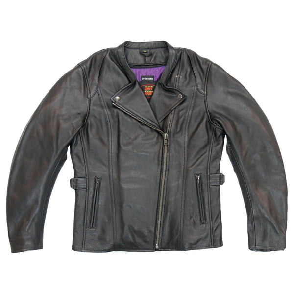 Hot Leathers JKL1032 Ladies Black Leather Jacket with Vented Side Snap ...