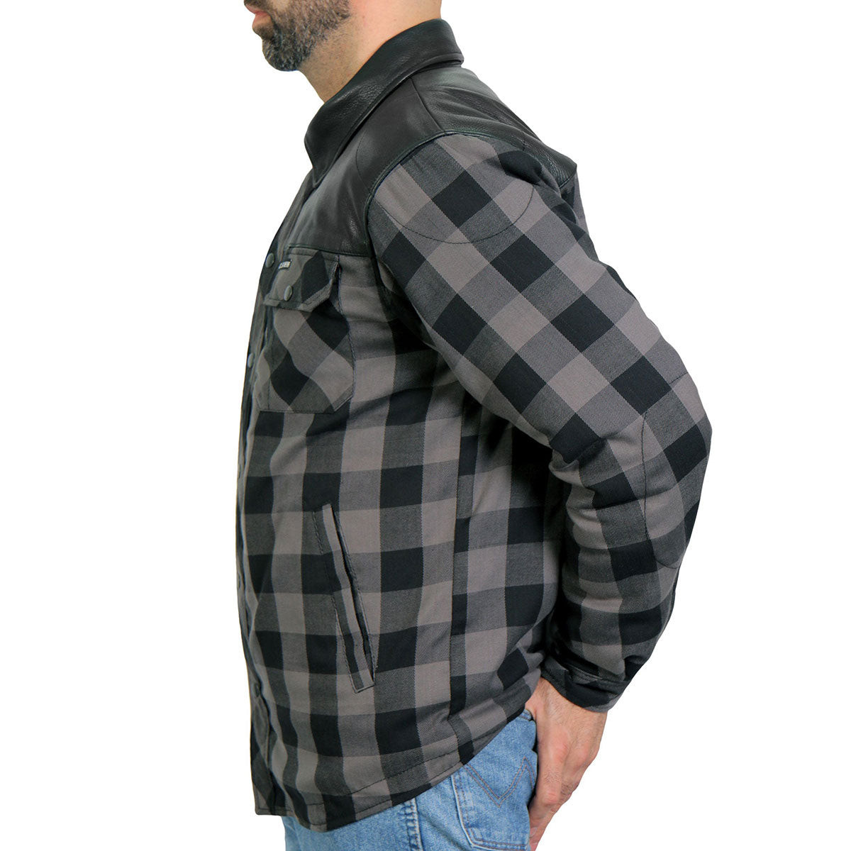 Hot Leathers JKM3203 Men's Grey and Black Kevlar Reinforced Leather and ...