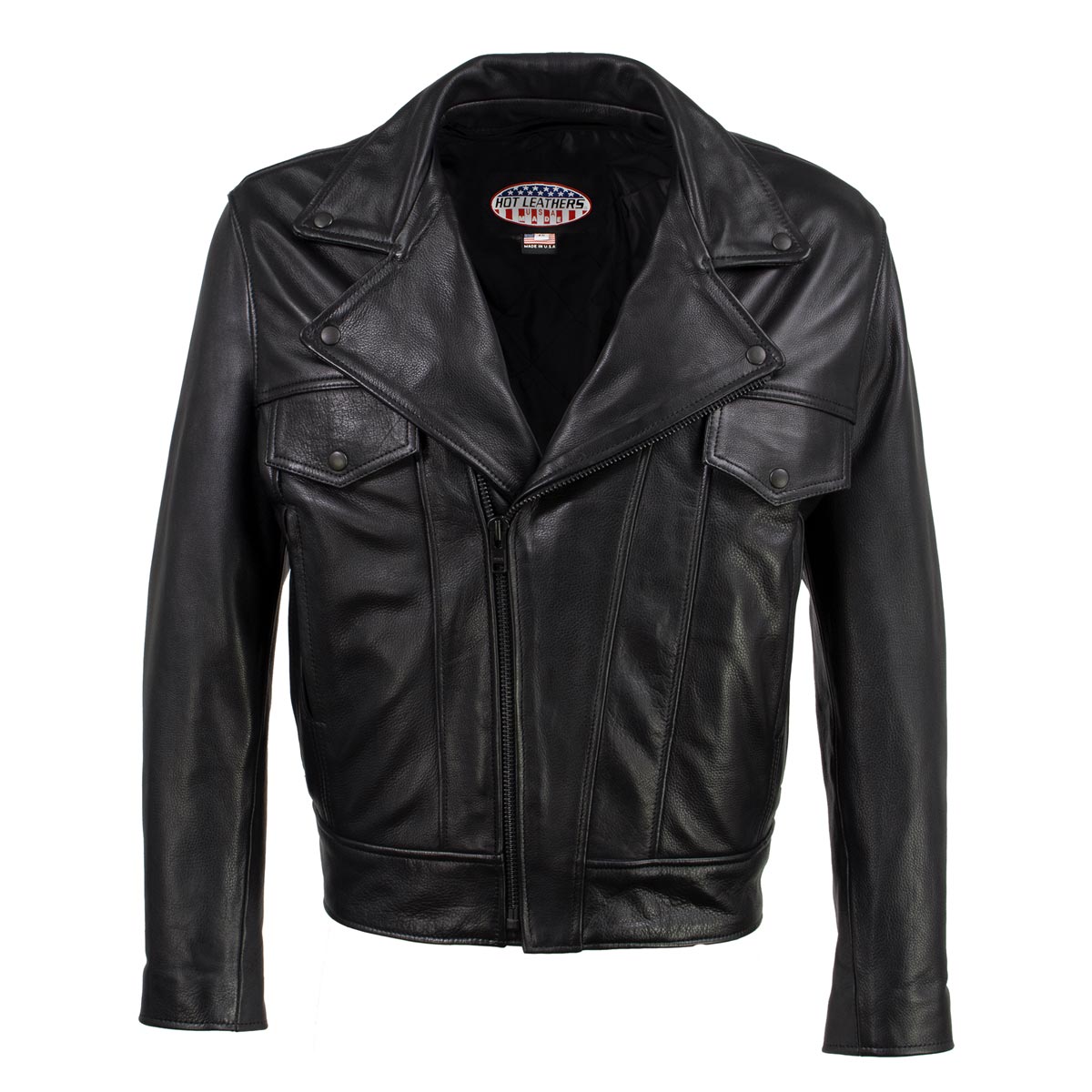 Hot Leathers JKM5008 USA Made Men's 'Revolve' Black Premium Leather Ve ...