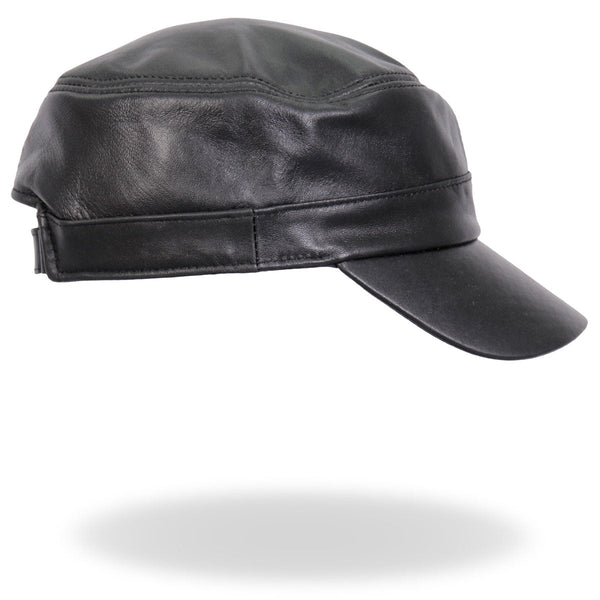 Hot Leathers LHA2007 Black Leather Cadet Cap– HighwayLeather