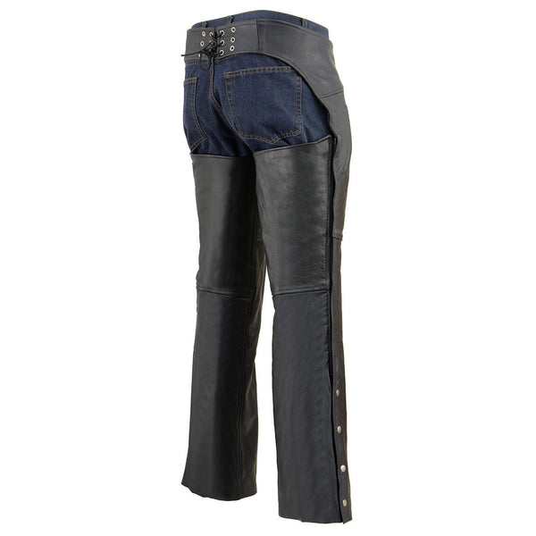 Milwaukee Leather Chaps for Men's Black Leather Dual Side Thigh Zipper ...