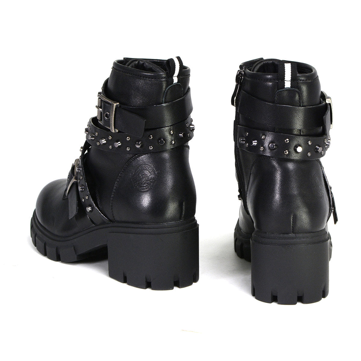 MBL9444 Women's ‘Bruiser’ Black Leather Lace to Toe Boots with Studded ...