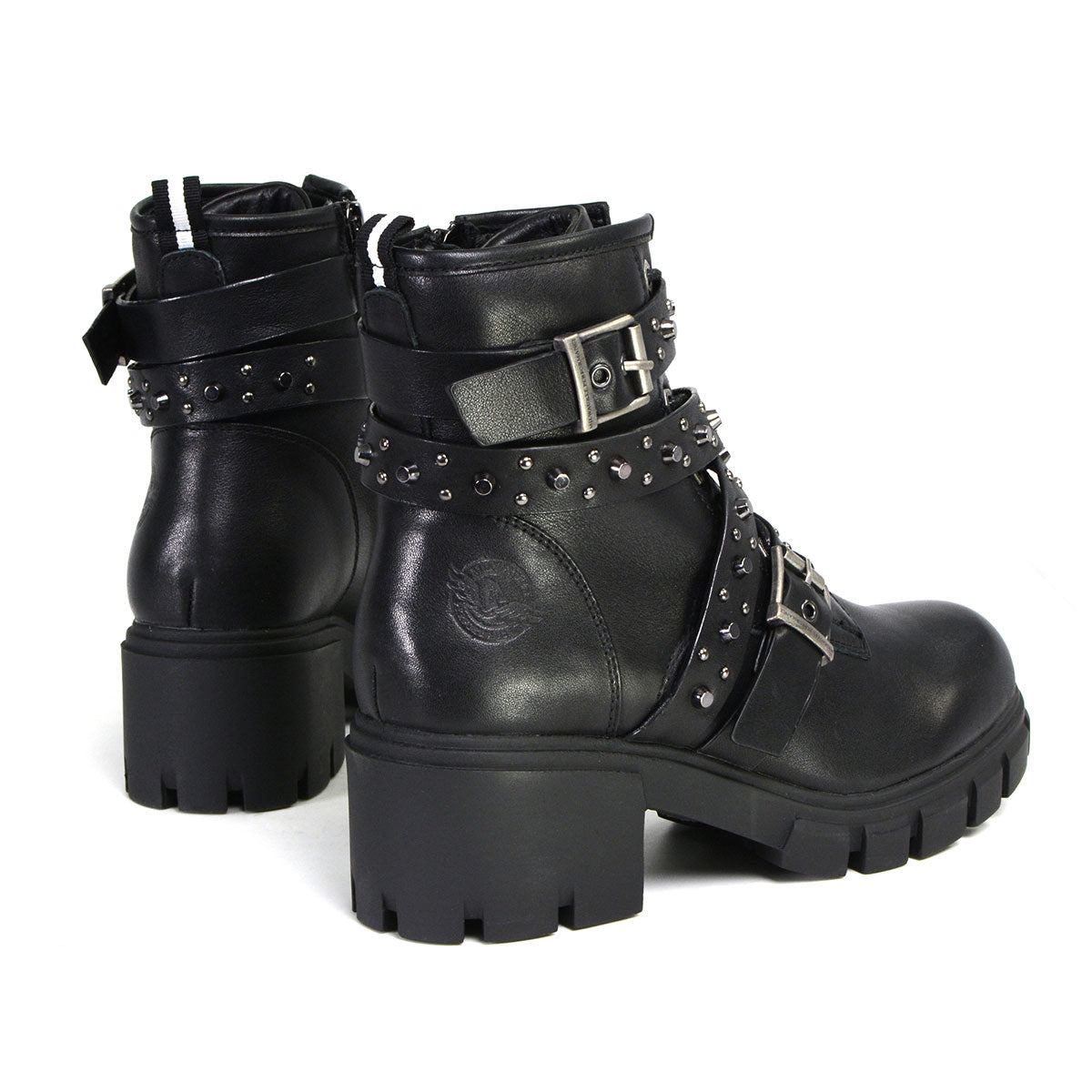 MBL9444 Women's ‘Bruiser’ Black Leather Lace to Toe Boots with Studded ...