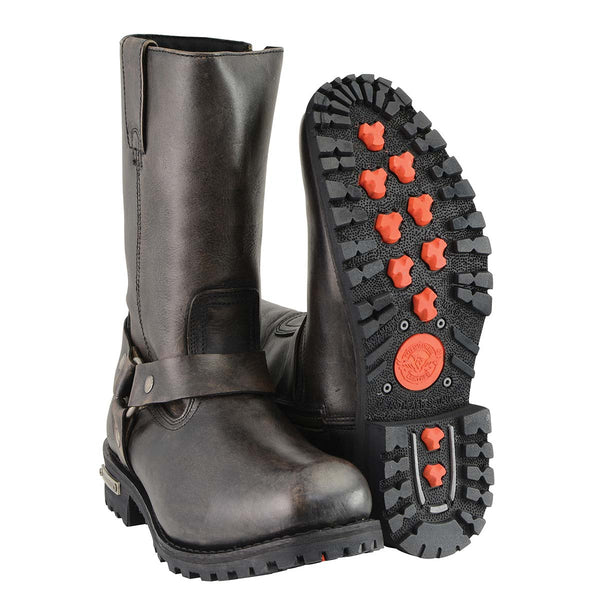 MBM9005 Men's Distressed Brown Water-Resistant 11-Inch Square Toe Harn ...