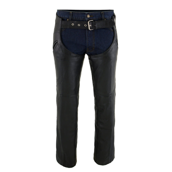 ML1103N Chaps for Men's Black Naked Leather Snap Out Thermal Lined - S ...