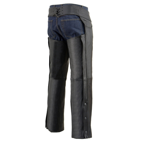 Milwaukee Leather Chaps for Men's Black Thin Braided Naked Soft Leather ...