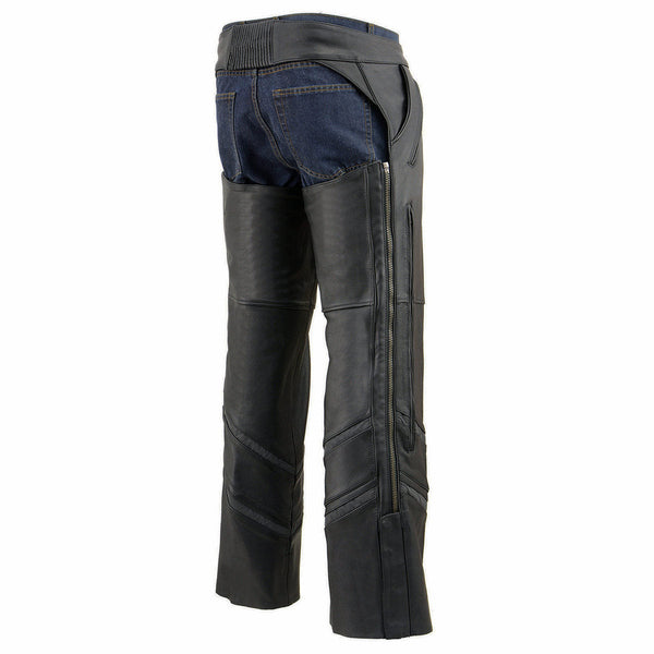 Milwaukee Leather Chaps for Men's Black Vented Naked Leather - Reflect ...