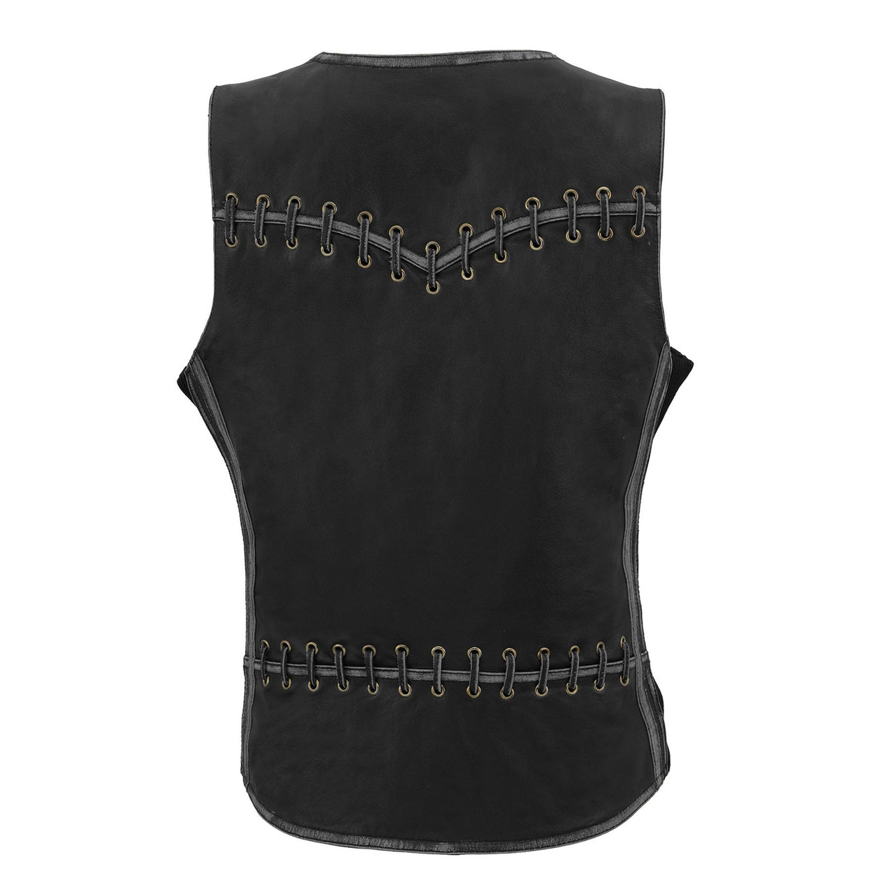 Grey MLL4526 Women's Distress Grey Leather Motorcycle Rider Vest ...