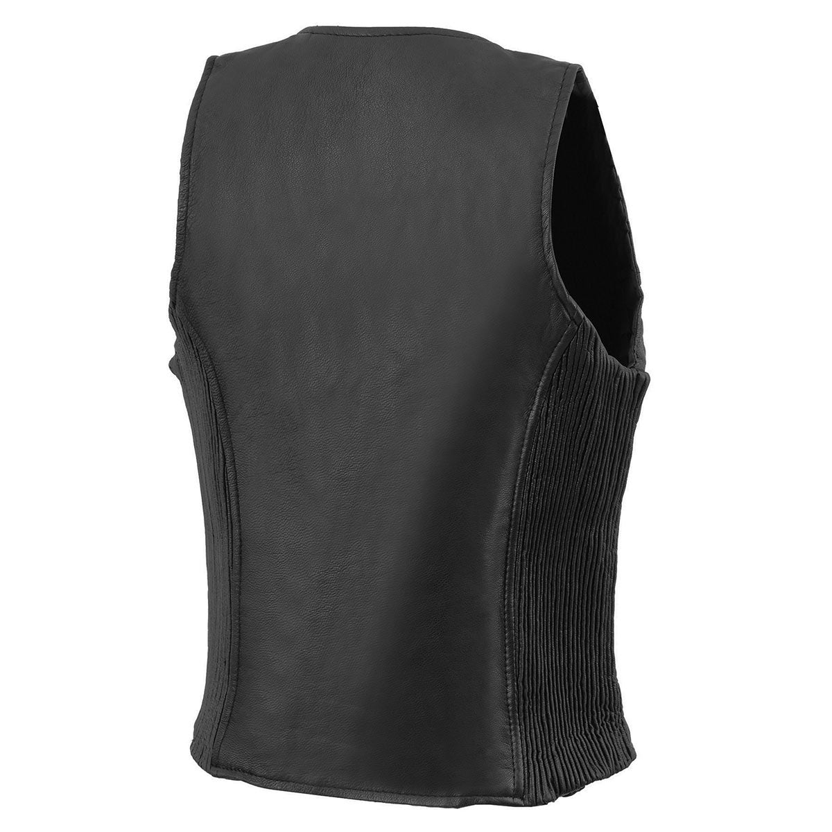 MLL4555 Women's Black Naked Leather Motorcycle Rider Vest- Stretch Sid ...