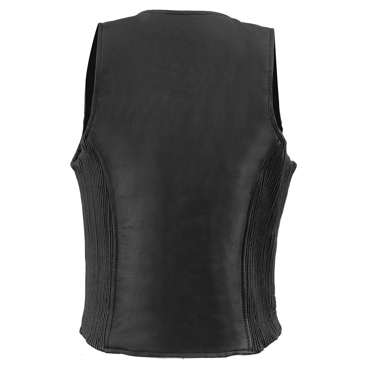 MLL4555 Women's Black Naked Leather Motorcycle Rider Vest- Stretch Sid ...