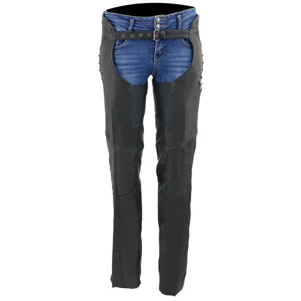 MLL6535 Leather Chaps for Women Black Lightweight Naked Goat Skin- Acc ...
