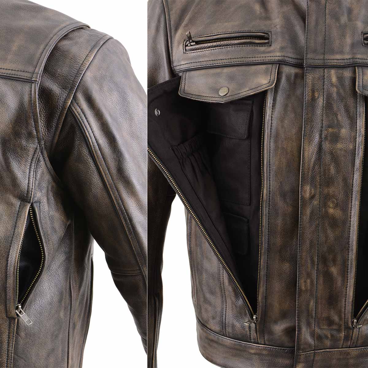 Milwaukee Leather MLM1508 Men's Distressed Brown Leather Motorcycle ...