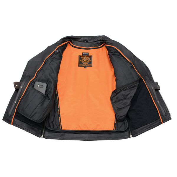 MLM1515 BLACK Men's 'Triple Stitched' Beltless Motorcycle Leather Jack ...