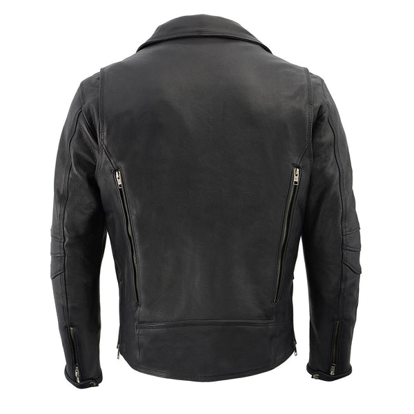 MLM1515 BLACK Men's 'Triple Stitched' Beltless Motorcycle Leather Jack ...