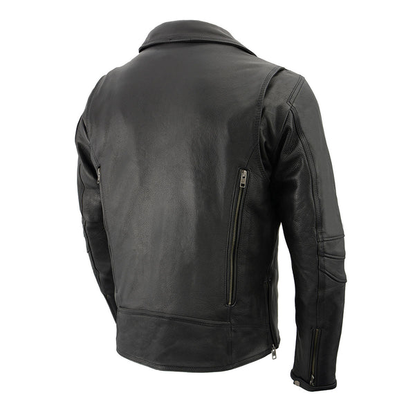 MLM1515 BLACK Men's 'Triple Stitched' Beltless Motorcycle Leather Jack ...