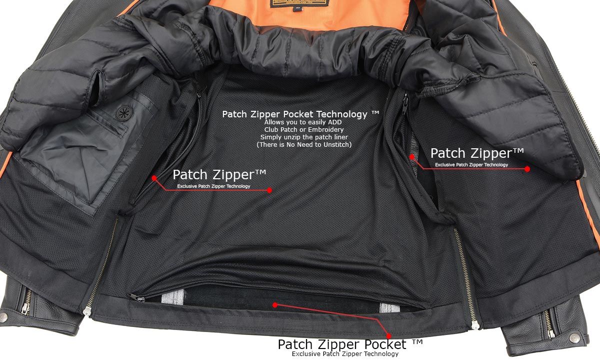MLM1515 BLACK Men's 'Triple Stitched' Beltless Motorcycle Leather ...