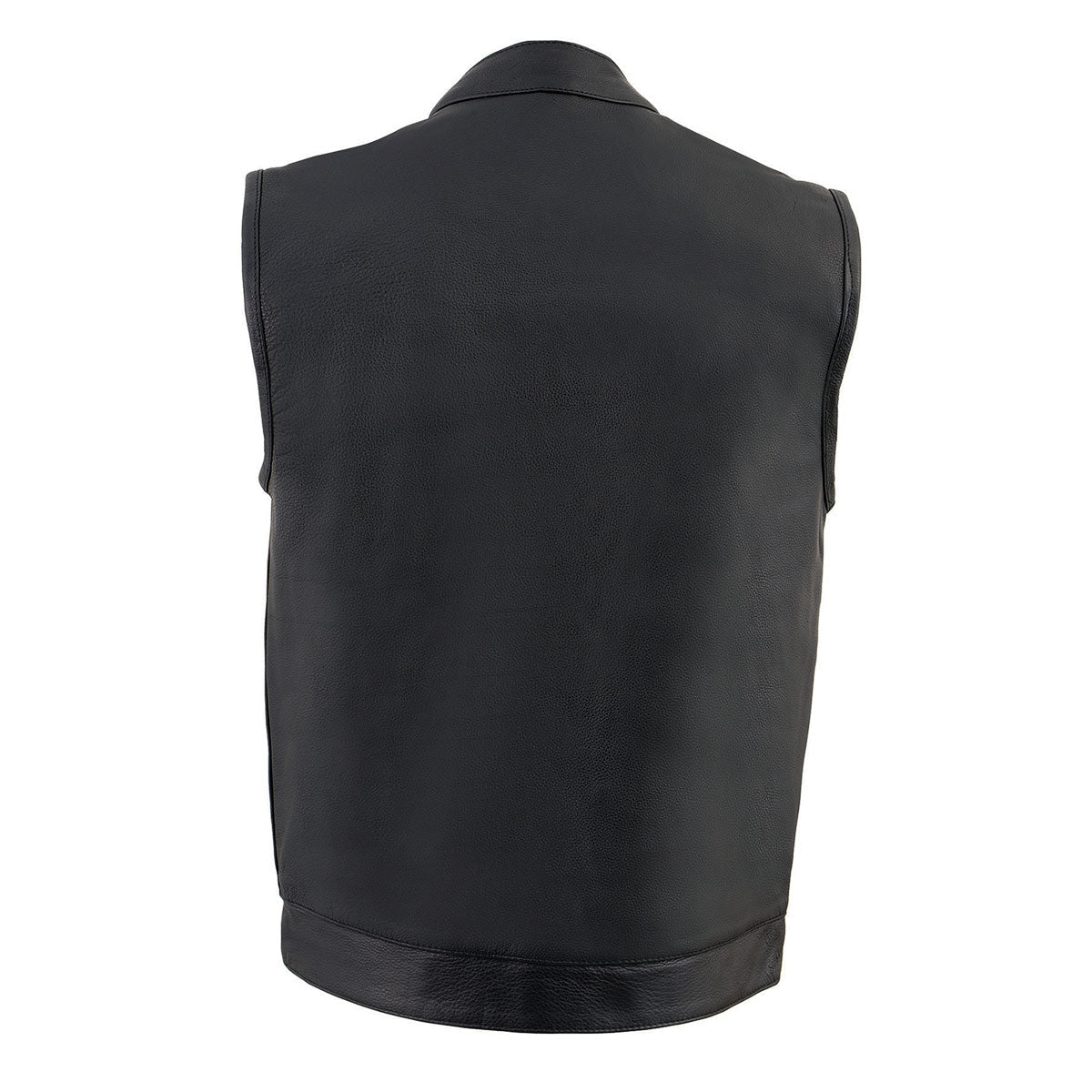 BLACK MLM3510 Men's Black Naked Leather Club Style Vest - Dual Closure ...