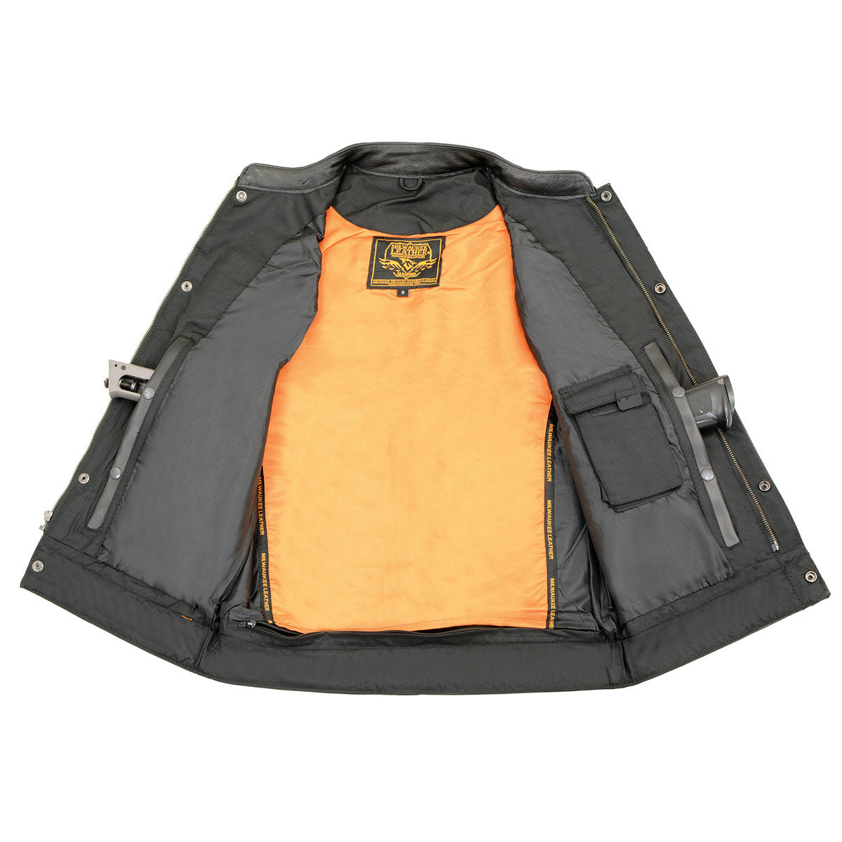 Milwaukee Leather MLM3514 Men's Black “Cool-Tec” Naked Leather Vest ...