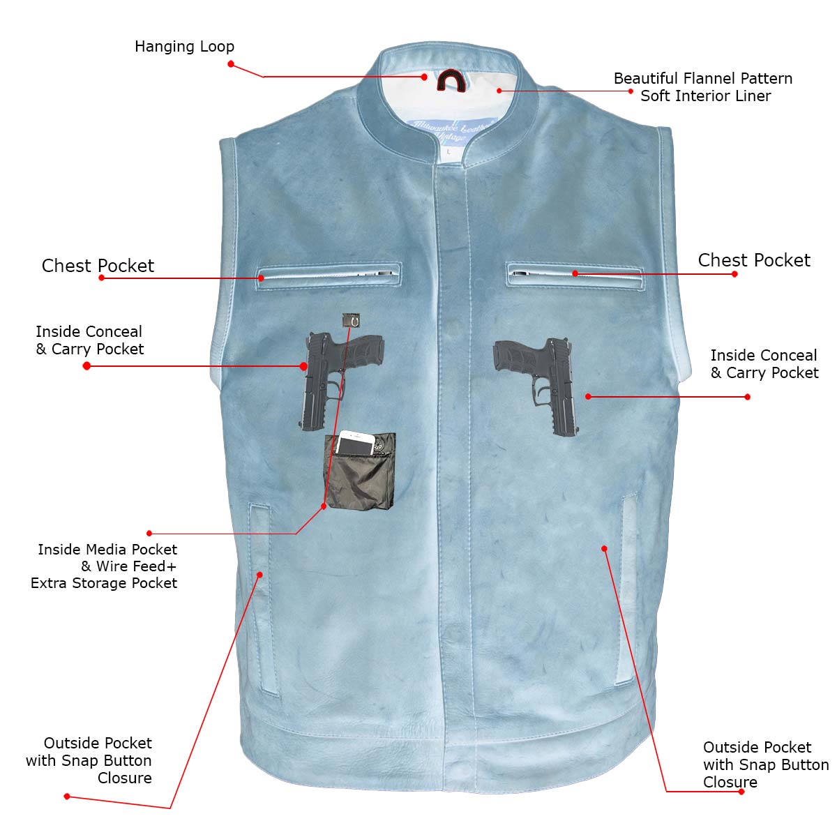 MLM3519 Men's “Gambler” Crazy Horse Brown Vintage Leather Vest - Club ...