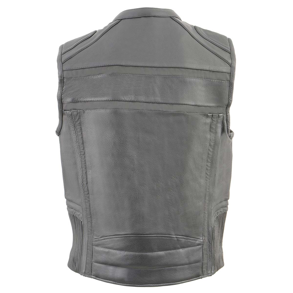 Milwaukee Leather MLM3560 Men's Black Leather Vest - Reflective Piping ...
