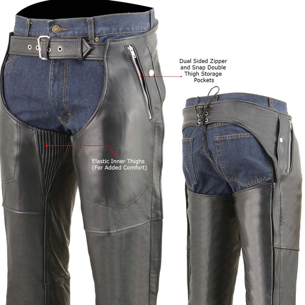 Milwaukee Leather Chaps for Men's Black Cool-Tec Naked Leather - Snap ...