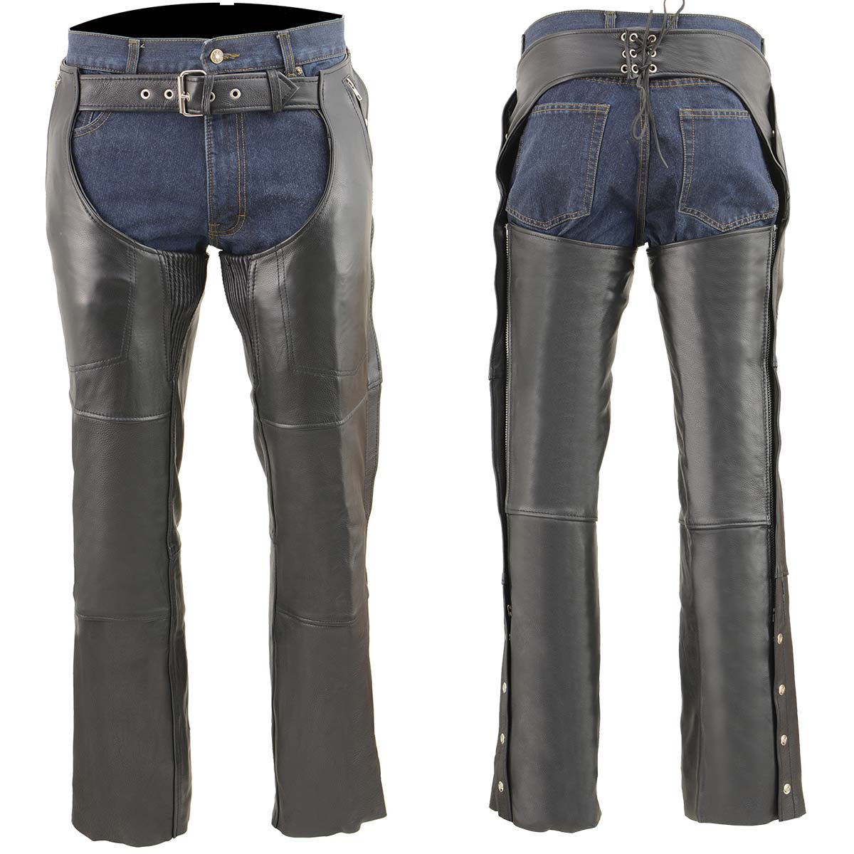 Milwaukee Leather Chaps for Men's Black Cool-Tec Naked Leather - Snap ...