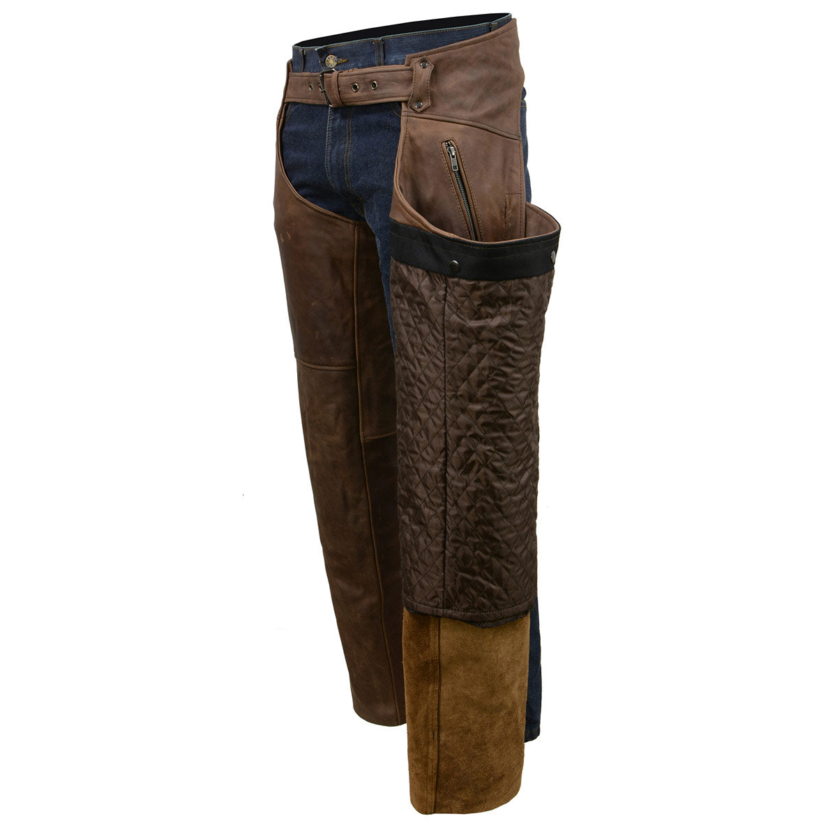 Milwaukee Leather Chaps for Men's Vintage Crazy Horse Brown Leather ...
