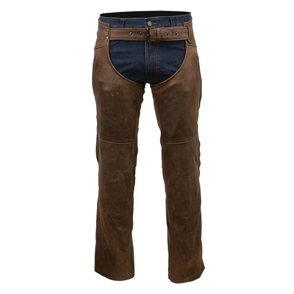 Milwaukee Leather Chaps for Men's Vintage Crazy Horse Brown Leather ...