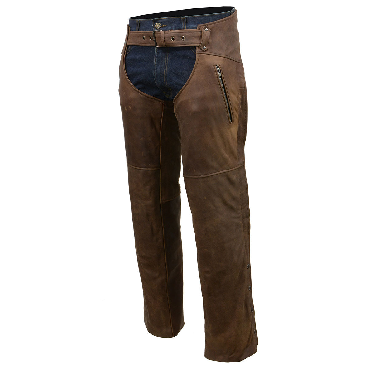 Milwaukee Leather Chaps for Men's Vintage Crazy Horse Brown Leather ...