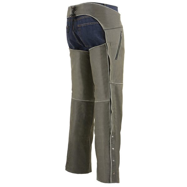 Milwaukee Leather MLM5535 Men's Vintage Grey Slate Leather Chaps with ...