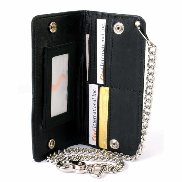 Milwaukee Leather MLW7893 Men's 7" Leather Bi-Fold Biker Wallet w ...