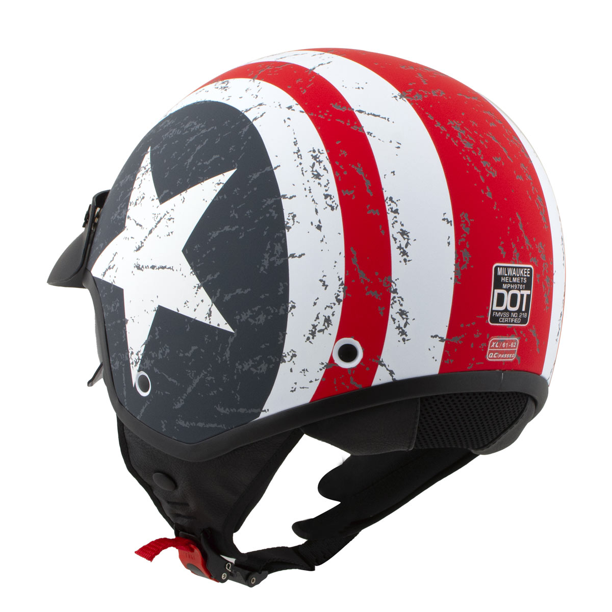 MPH9701DOT 'Maverick' 3/4 Open Face Stars and Stripes Motorcycle Helmet ...