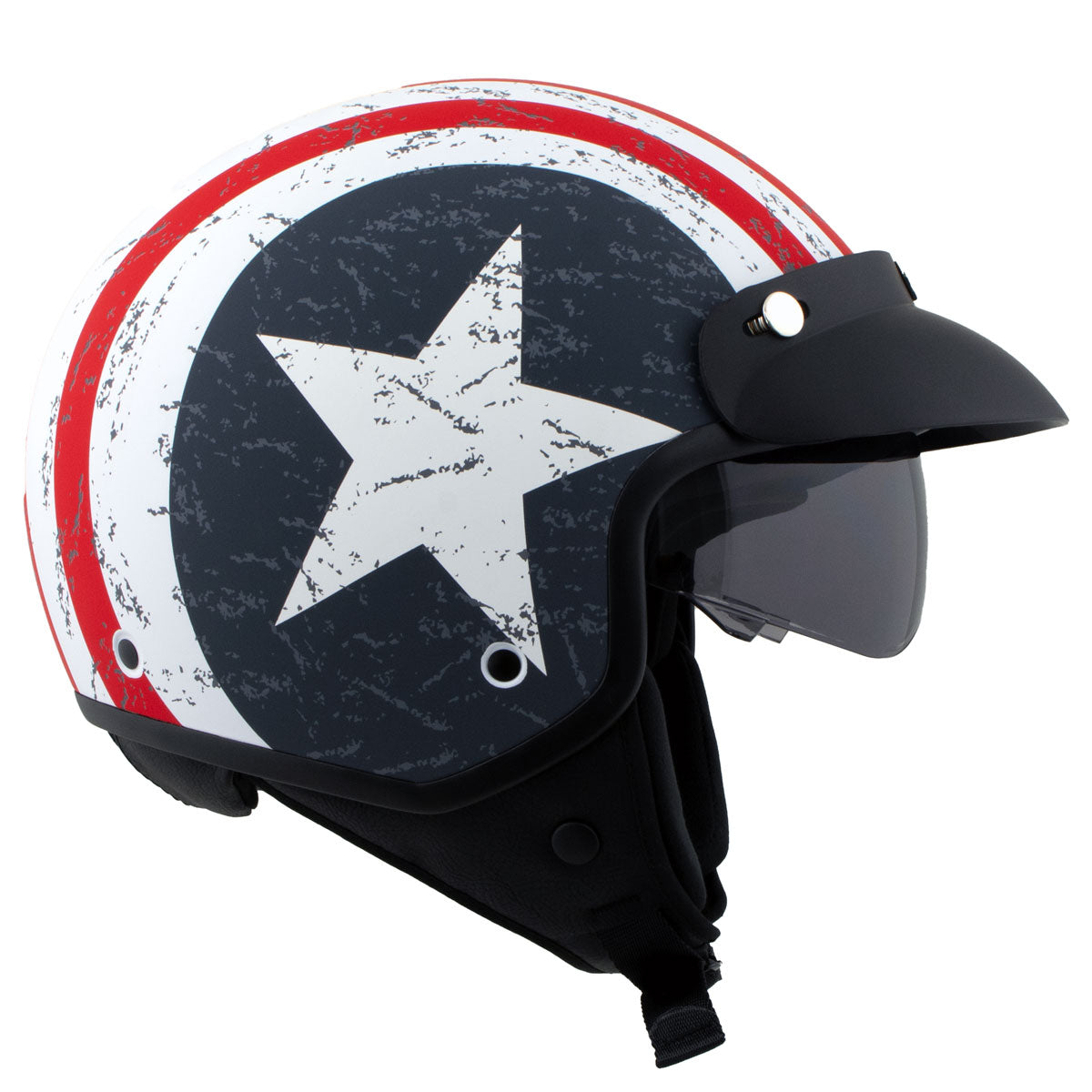 MPH9701DOT 'Maverick' 3/4 Open Face Stars and Stripes Motorcycle Helmet ...