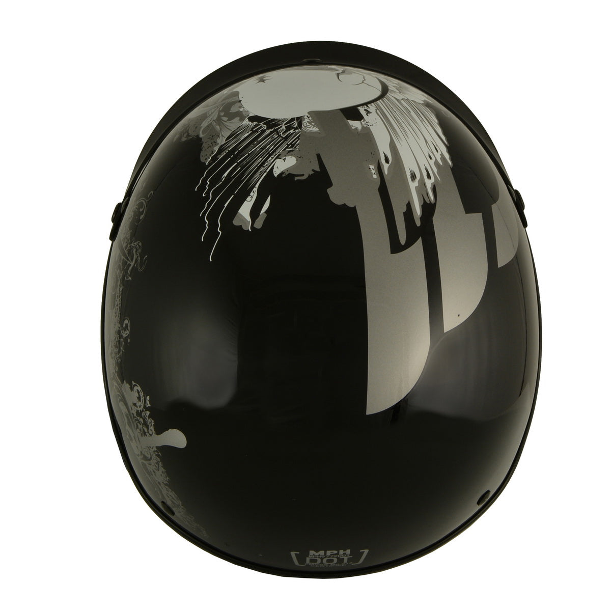 Milwaukee Helmets MPH9779 Black 'Silver Skull' DOT Half Helmet ...