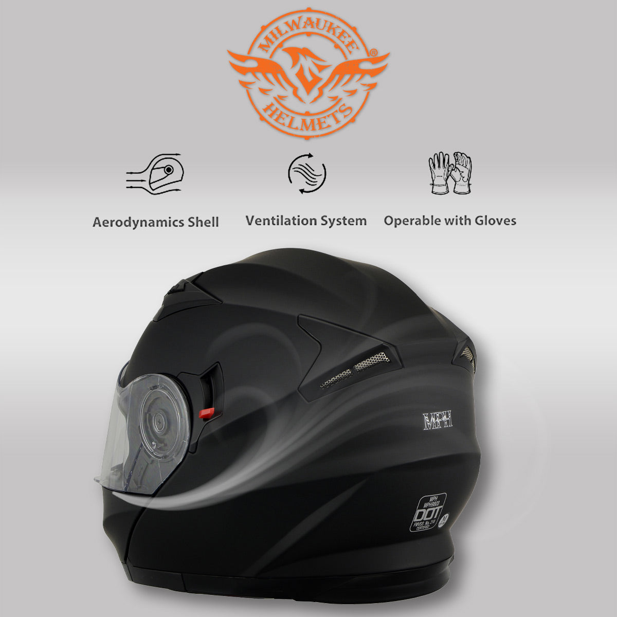 MATTE MPH9803DOT BLACK MODULAR Helmet with Drop Down Visor– HighwayLeather
