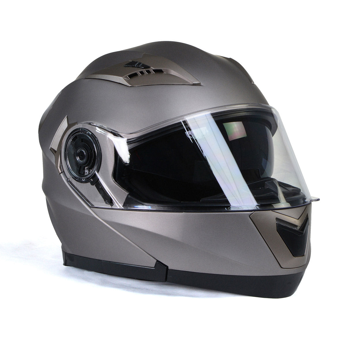 SILVER MPH9808DOT 'Ionized' Silver Advanced Motorcycle Modular Helmet ...