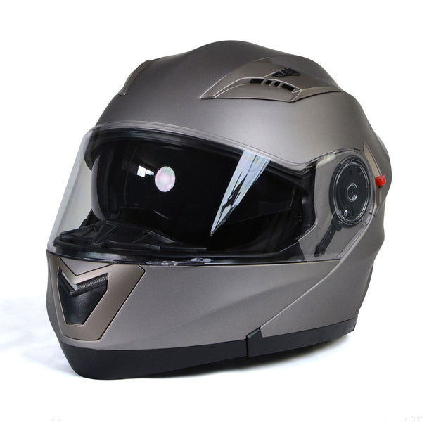 SILVER MPH9808DOT 'Ionized' Silver Advanced Motorcycle Modular Helmet ...