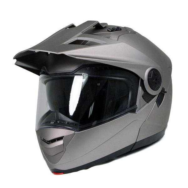 Milwaukee Helmets MPH9822DOT Silver 'Ominous' Dual Sport Advanced Moto ...