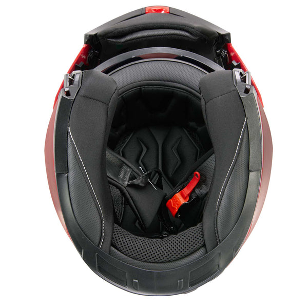 RED MPH9826DOT 'Ionized' Flat Red Advanced Motorcycle Modular Helmet w ...