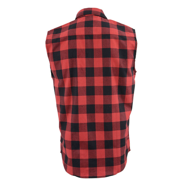 Milwaukee Leather MPM1649 Men's Black and Red 'Checkered' Cut Off ...