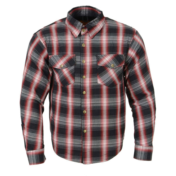 Milwaukee Leather MPM1653 Men's Plaid Flannel Biker Shirt with CE Appr ...