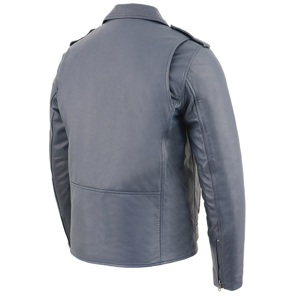 Milwaukee Leather SFM1890 Men's Blue Leather Classic Moto Leather ...