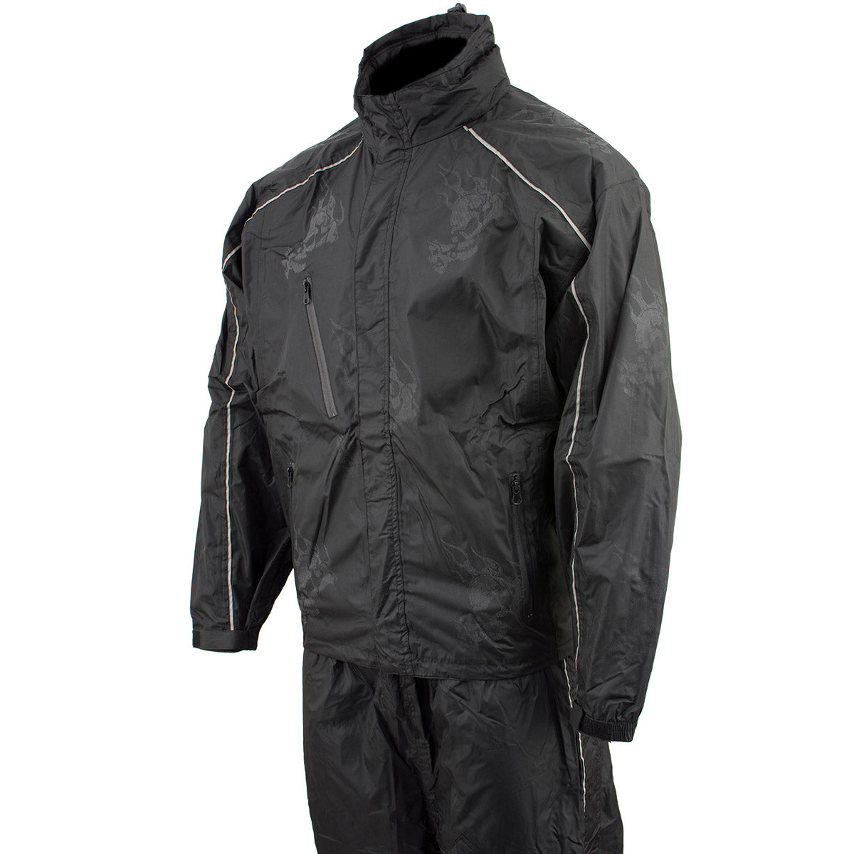 NexGen SH2334 Men’s Black Water Proof Rain Suit with Reflective Flame ...